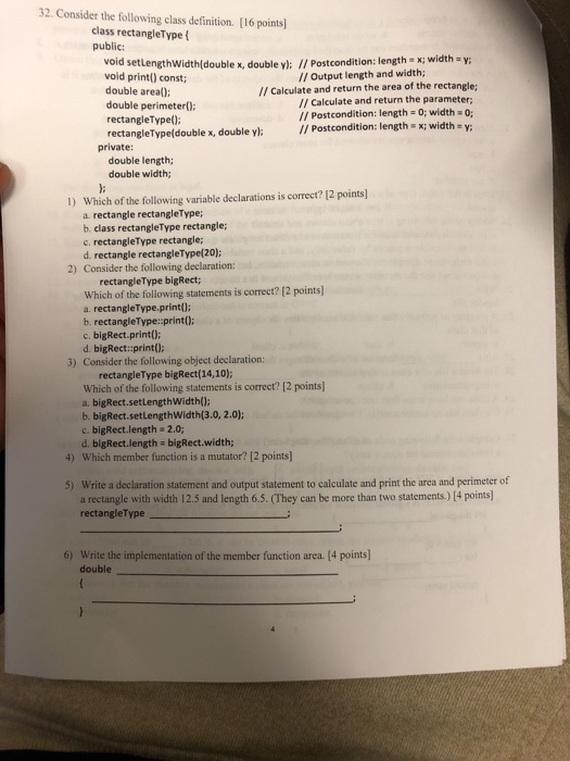 Solved 32consider The Following Class Definition 16 