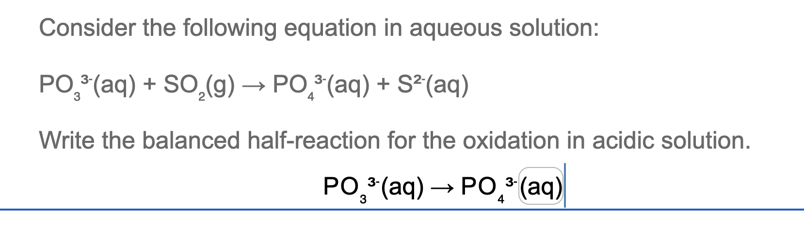 Solved Consider the following equation in aqueous solution: | Chegg.com
