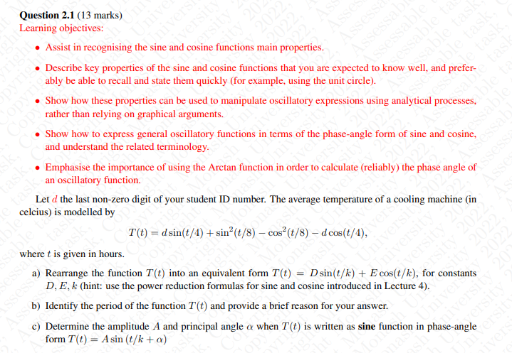 Solved 20 Question 2.1 (13 marks) Learning objectives: Ssa | Chegg.com