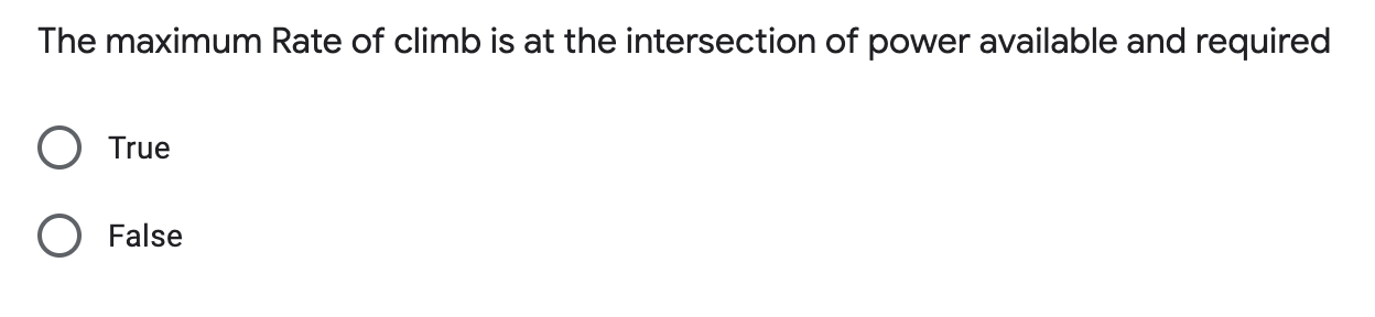 Solved The maximum Rate of climb is at the intersection of | Chegg.com