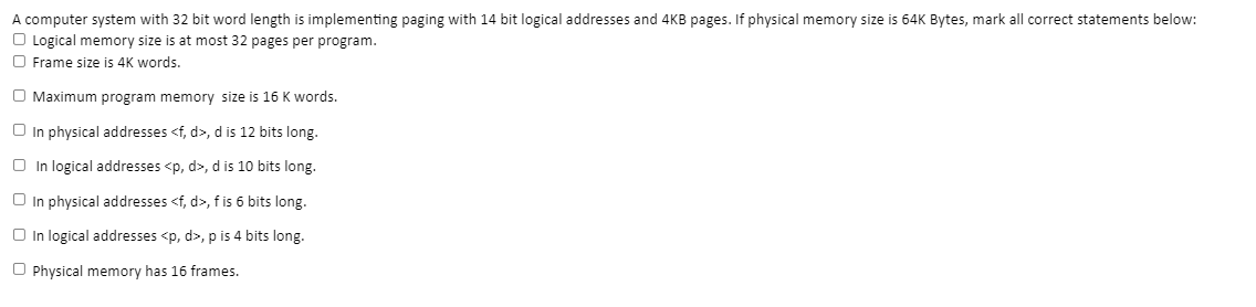 Solved A computer system with 32 bit word length is | Chegg.com
