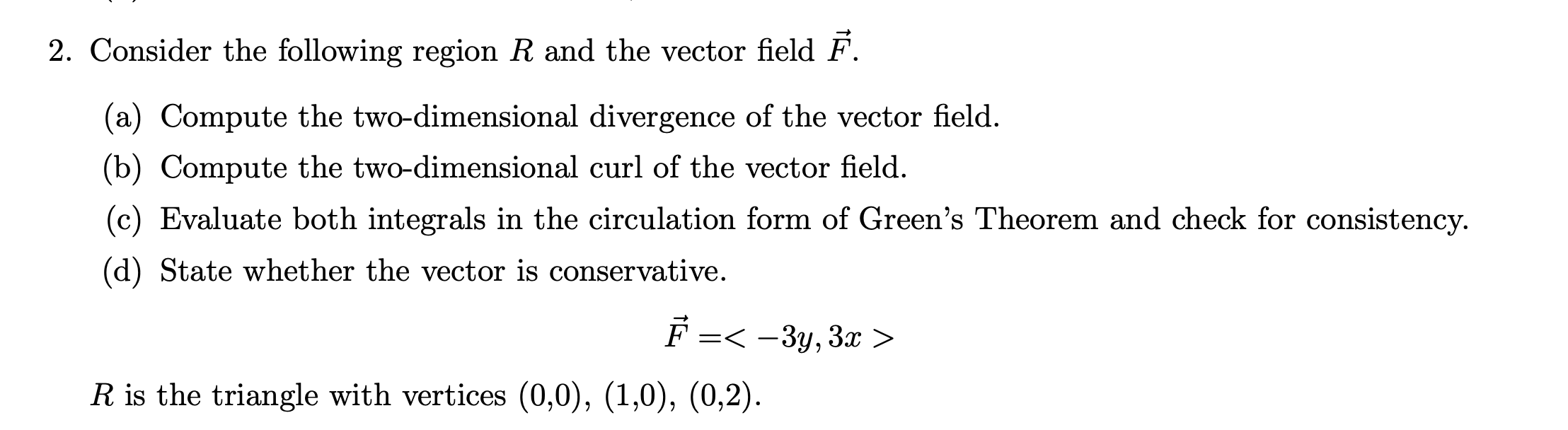 Solved 2. Consider the following region R and the vector | Chegg.com