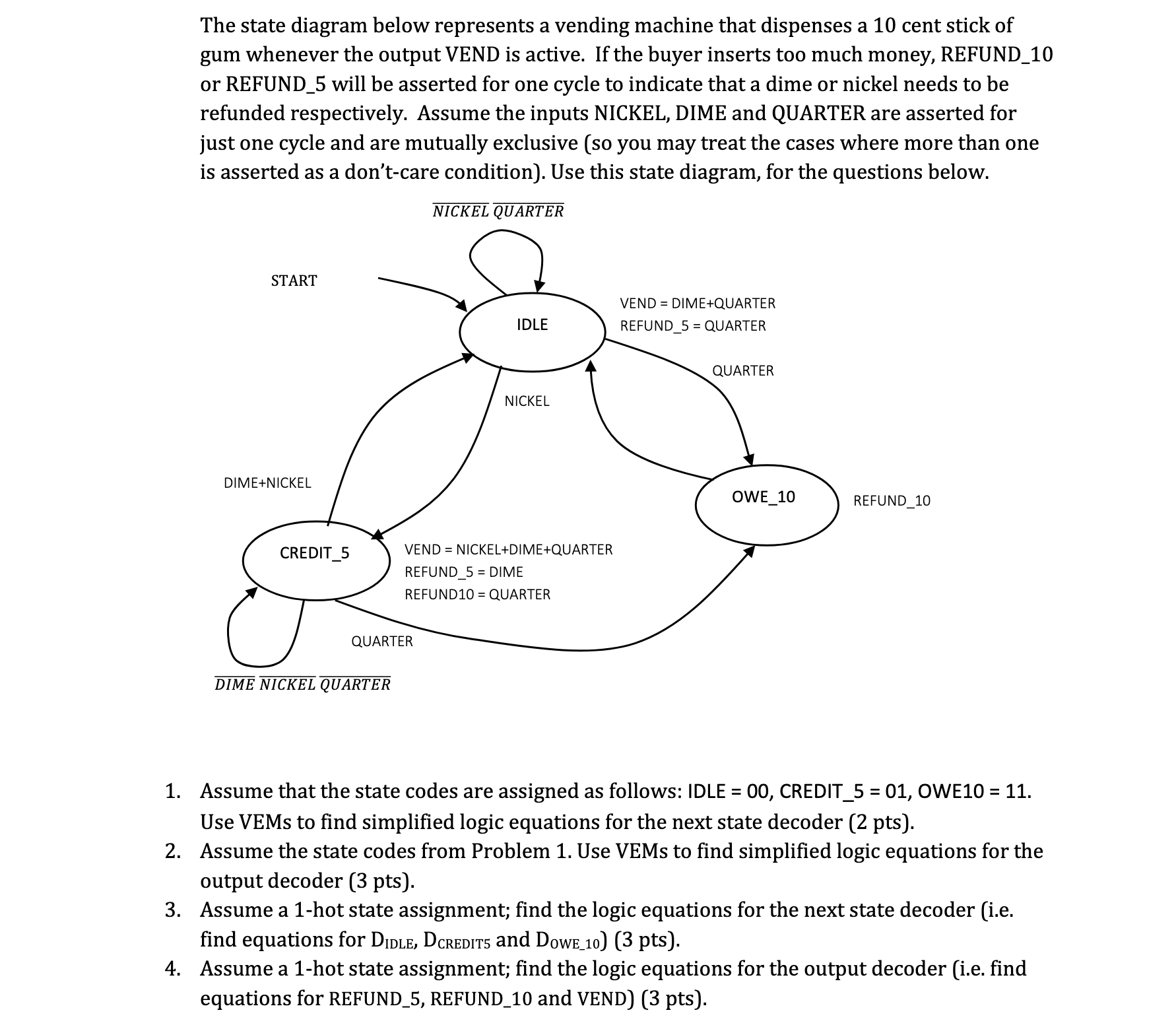 Solved The state diagram below represents a vending machine | Chegg.com