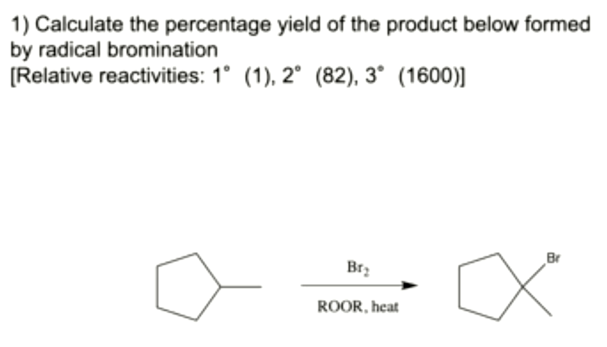 Solved 1) Calculate the percentage yield of the product | Chegg.com