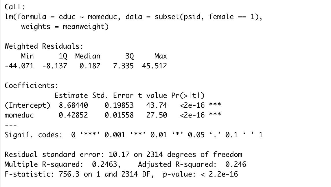 (12 points) The file psid. Rdata, available on Sakai, | Chegg.com