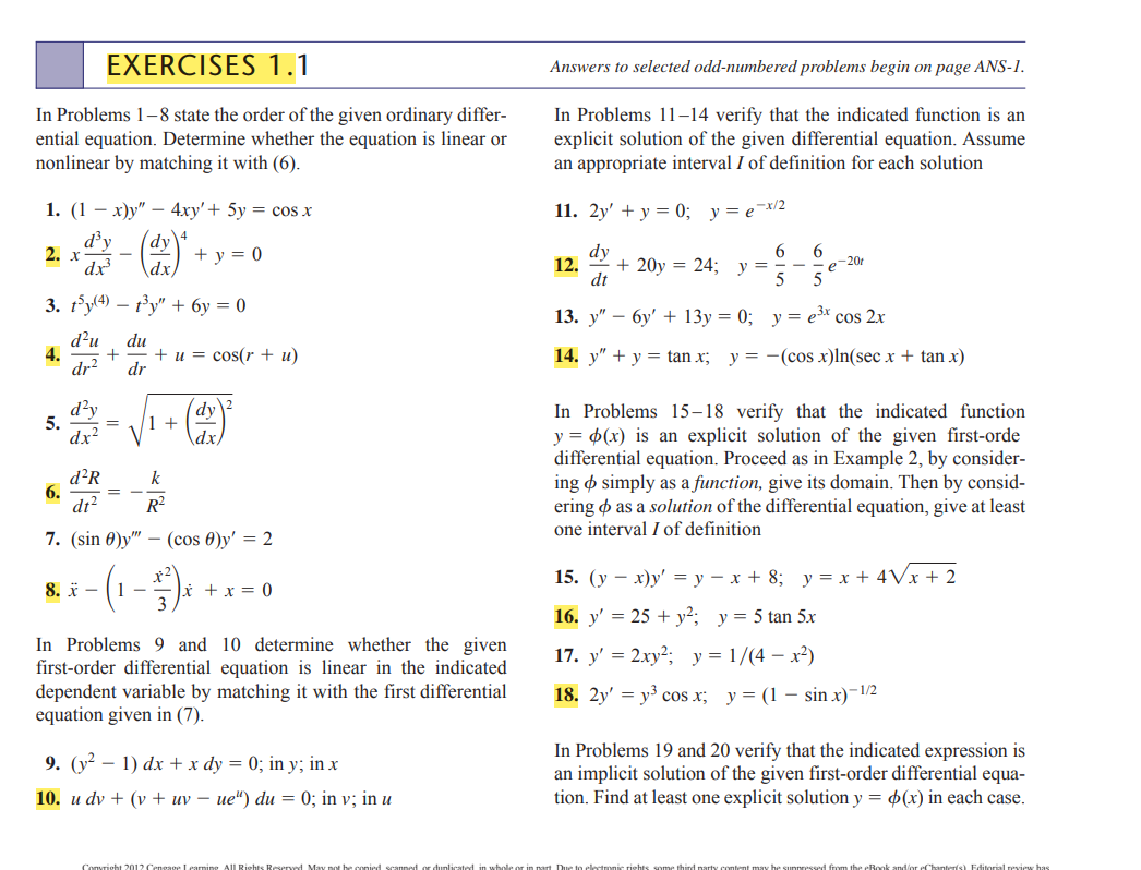 Solved Exercises 1 1 Answers To Selected Odd Numbered