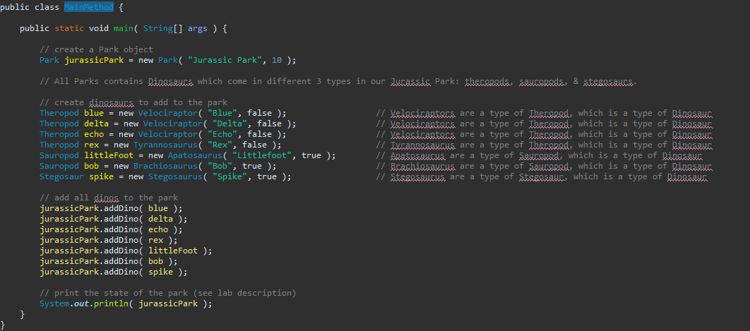 Solved Park.java : Dinosaur.java | Chegg.com