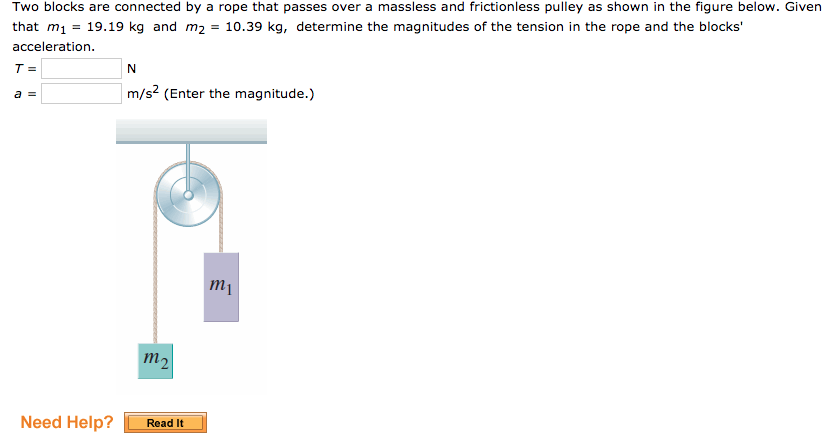 Solved Two blocks are connected by a rope that passes over a | Chegg.com