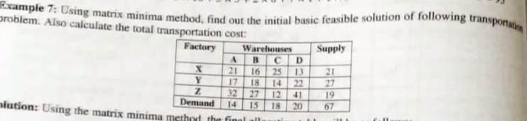 Solved Example 7: Using matrix minima method, find out the | Chegg.com