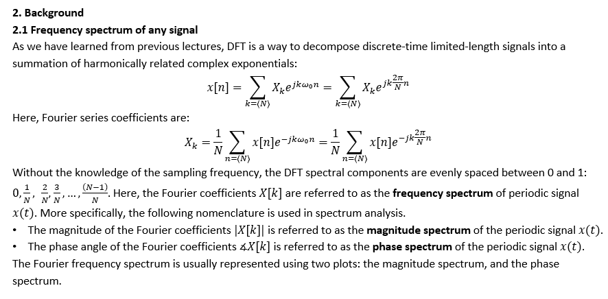 2. Background 2.1 Frequency spectrum of any signal As | Chegg.com