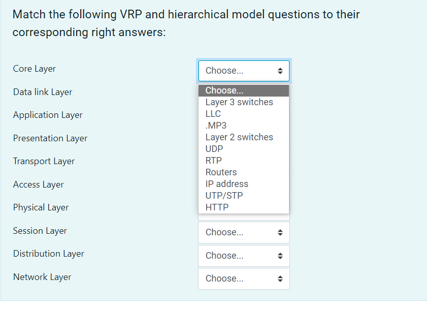 Solved Match the following VRP and hierarchical model | Chegg.com