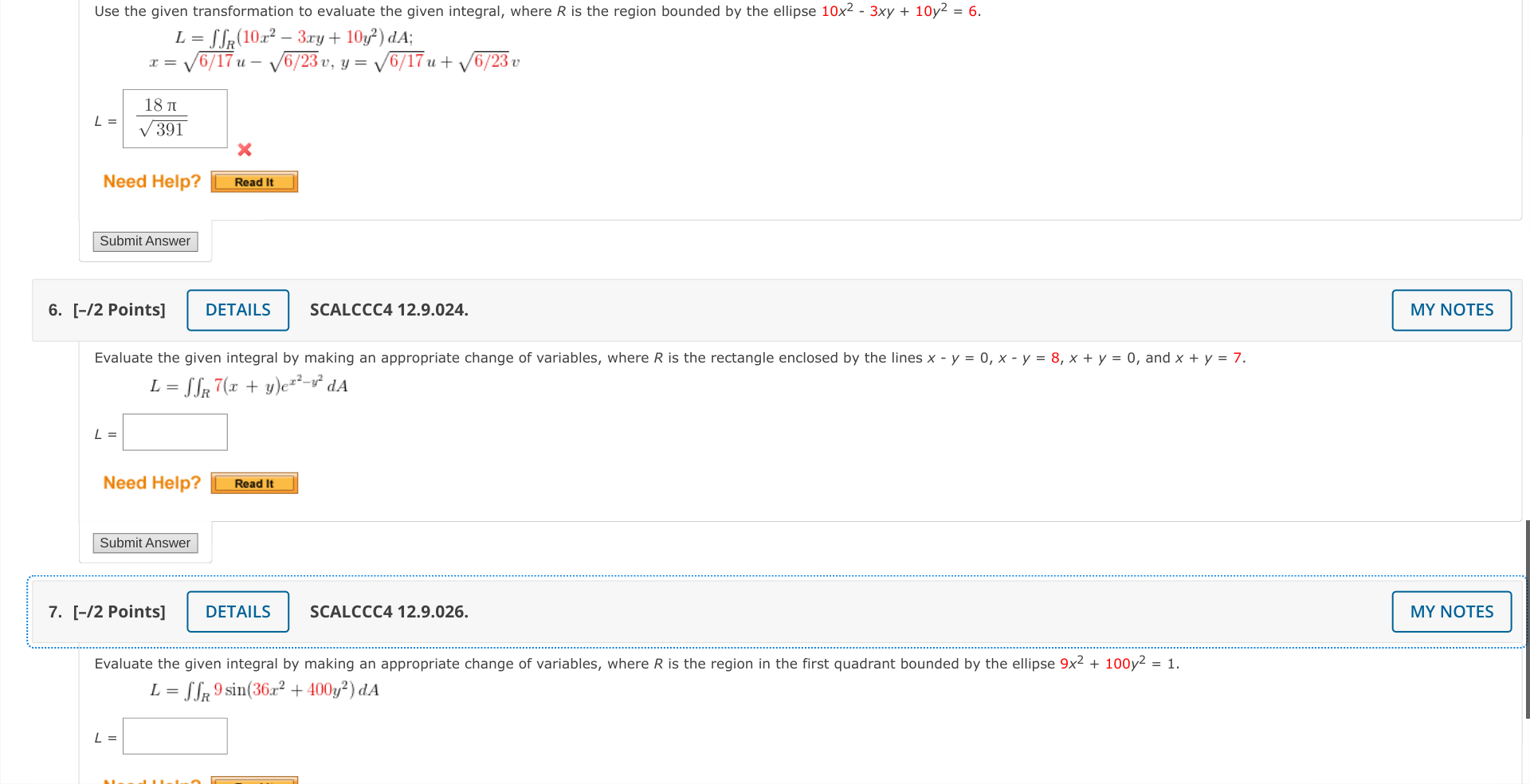 Solved Use the given transformation to evaluate the given | Chegg.com