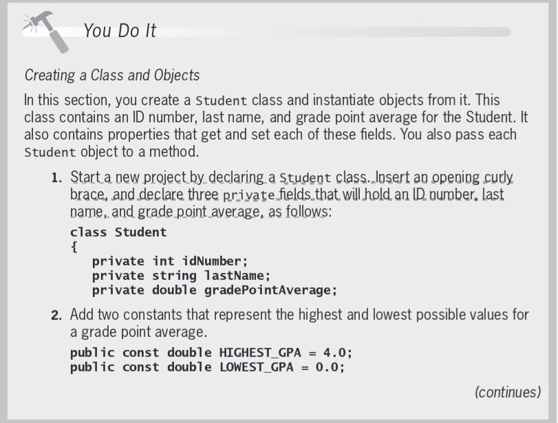Solved You Do It Creating A Class And Objects In This
