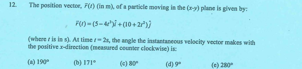 Solved The position vector, r(t) (in m ), of a particle | Chegg.com