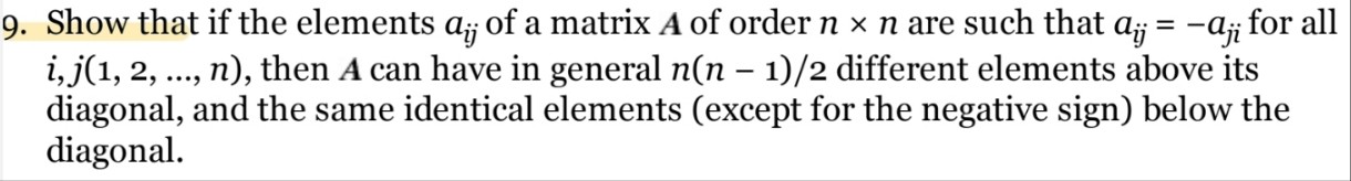Solved Show that if the elements aij ﻿of a matrix A ﻿of | Chegg.com
