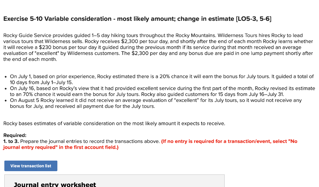 Solved Exercise 5-10 Variable consideration most likely | Chegg.com