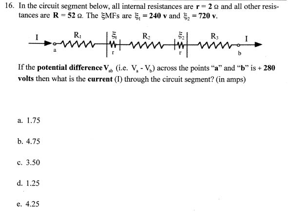 Solved 16. In the circuit segment below, all internal | Chegg.com