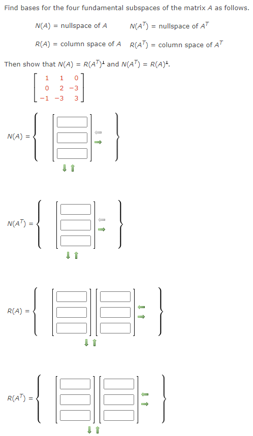 Solved Find bases for the four fundamental subspaces of the | Chegg.com