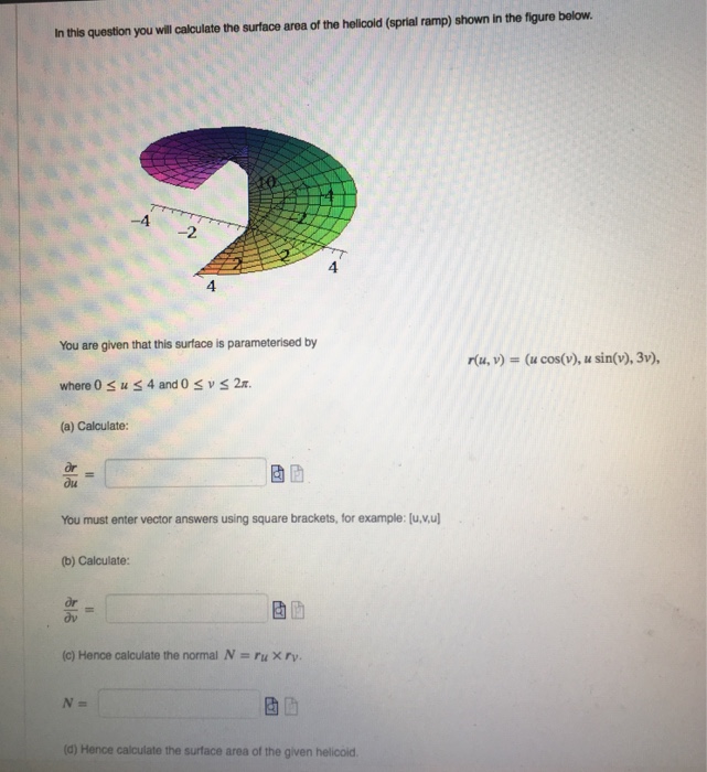 Solved In this question you will calculate the surface area | Chegg.com