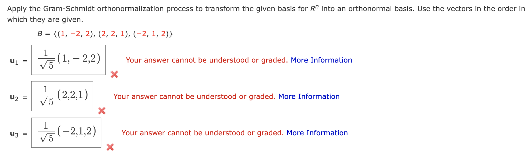 Solved Apply the Gram-Schmidt orthonormalization process to | Chegg.com