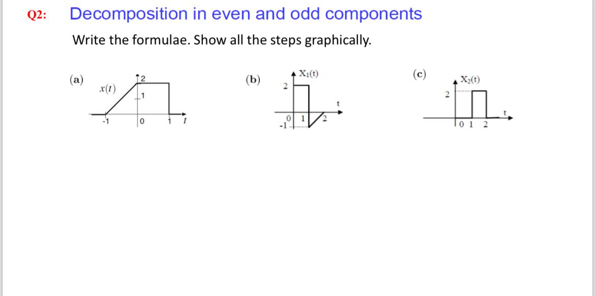 Solved Q2 Decomposition In Even And Odd Componentswrite The