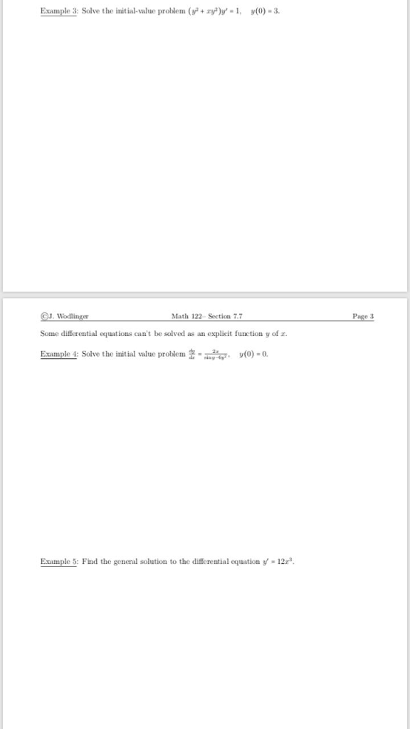 Solved Example 3 Solve The Initial Value Probem Sp 0 3 9944