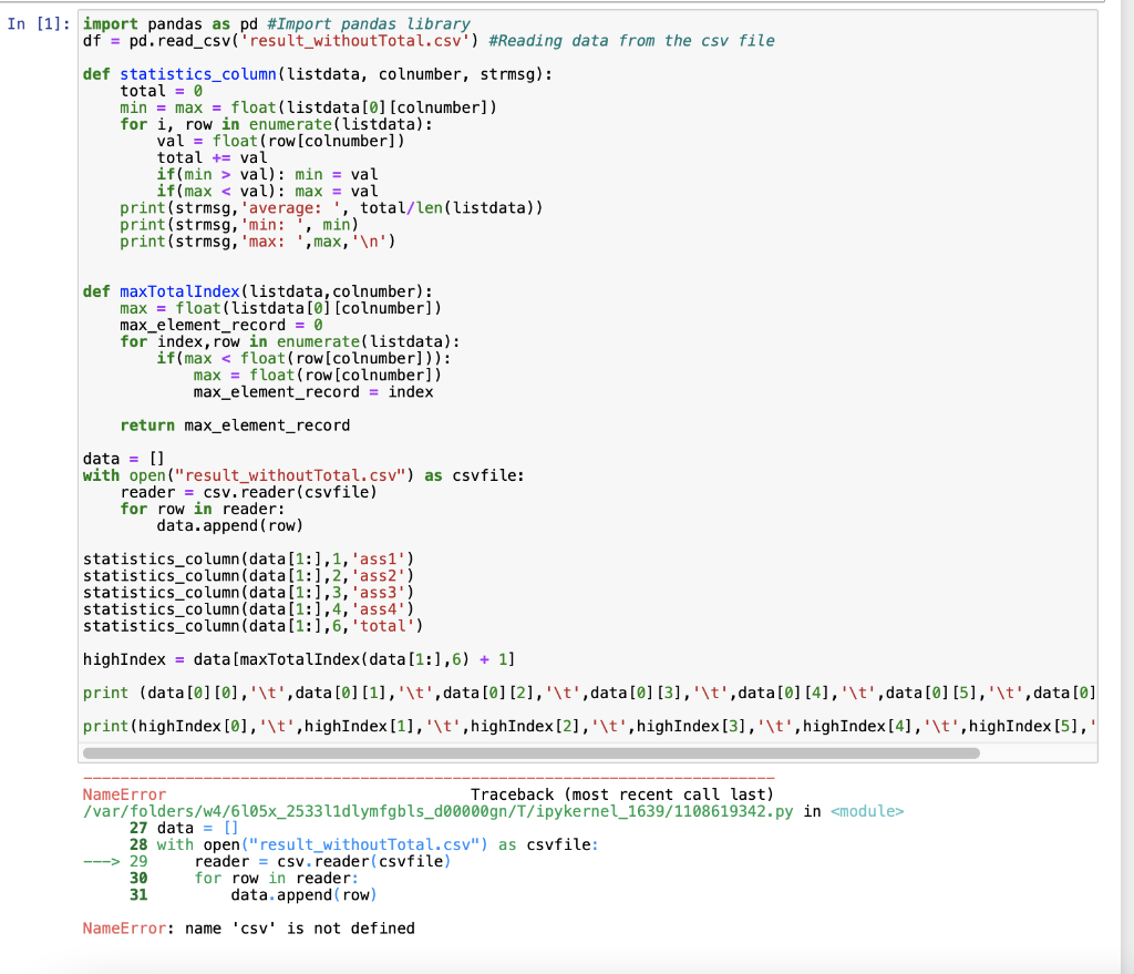 Solved can you help me debug my python code and run it to | Chegg.com