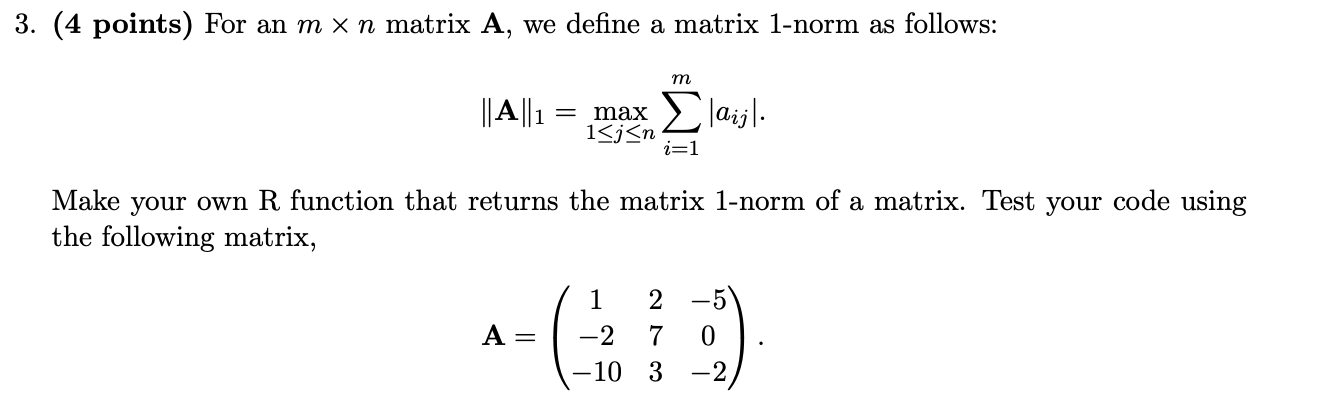 Solved (4 points) For an m×n matrix A, we define a matrix | Chegg.com