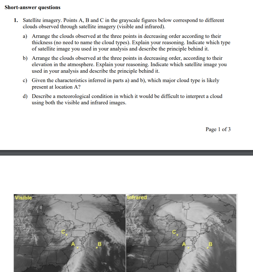Solved Short-answer questions 1. Satellite imagery. Points | Chegg.com