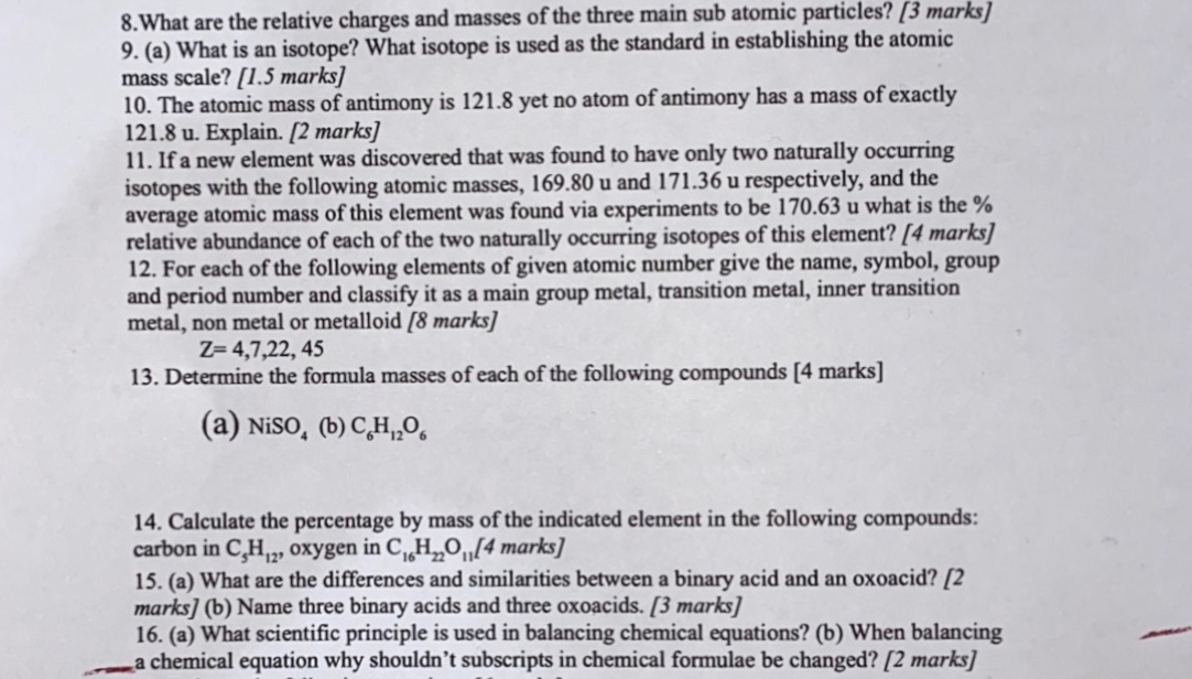 Solved 8. What are the relative charges and masses of the | Chegg.com