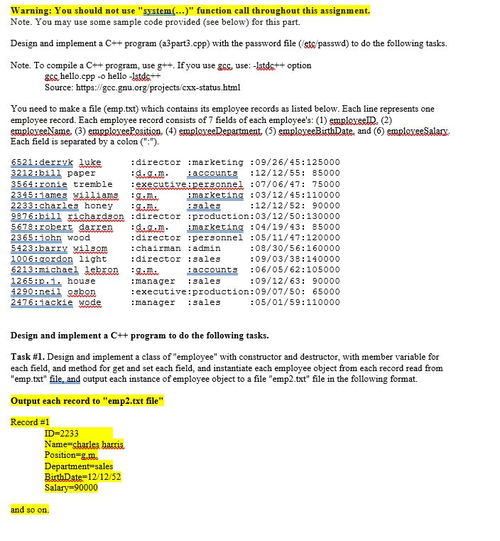 Solved How do I do these 3 tasks for my C++ in a Unix | Chegg.com