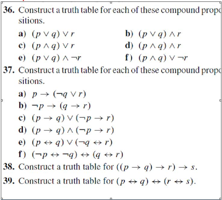 Solved 36. Construct a truth table for each of these | Chegg.com