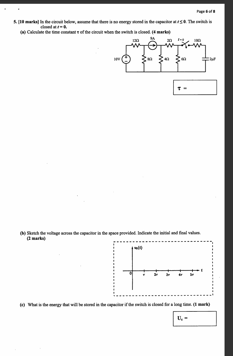 Solved 5. [10 ﻿marks] ﻿In the circuit below, assume that | Chegg.com