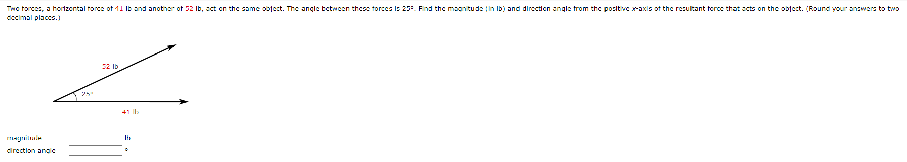 Solved decimal places.) magnitude direction angle lb ∘ | Chegg.com