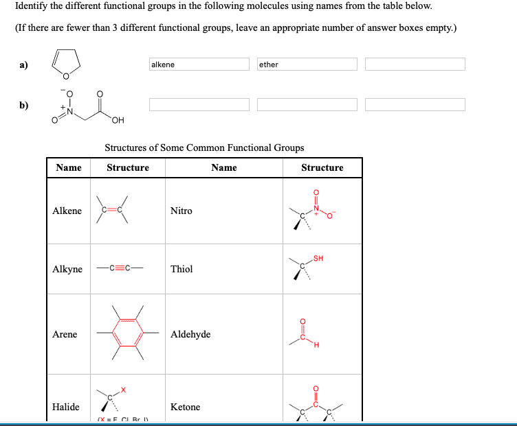 Solved Identify the different functional groups in the | Chegg.com