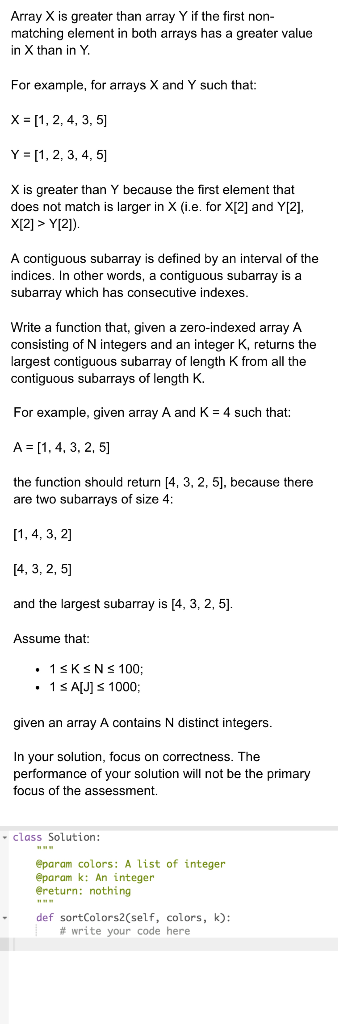 Solved Array X is greater than array Y if the first non- | Chegg.com