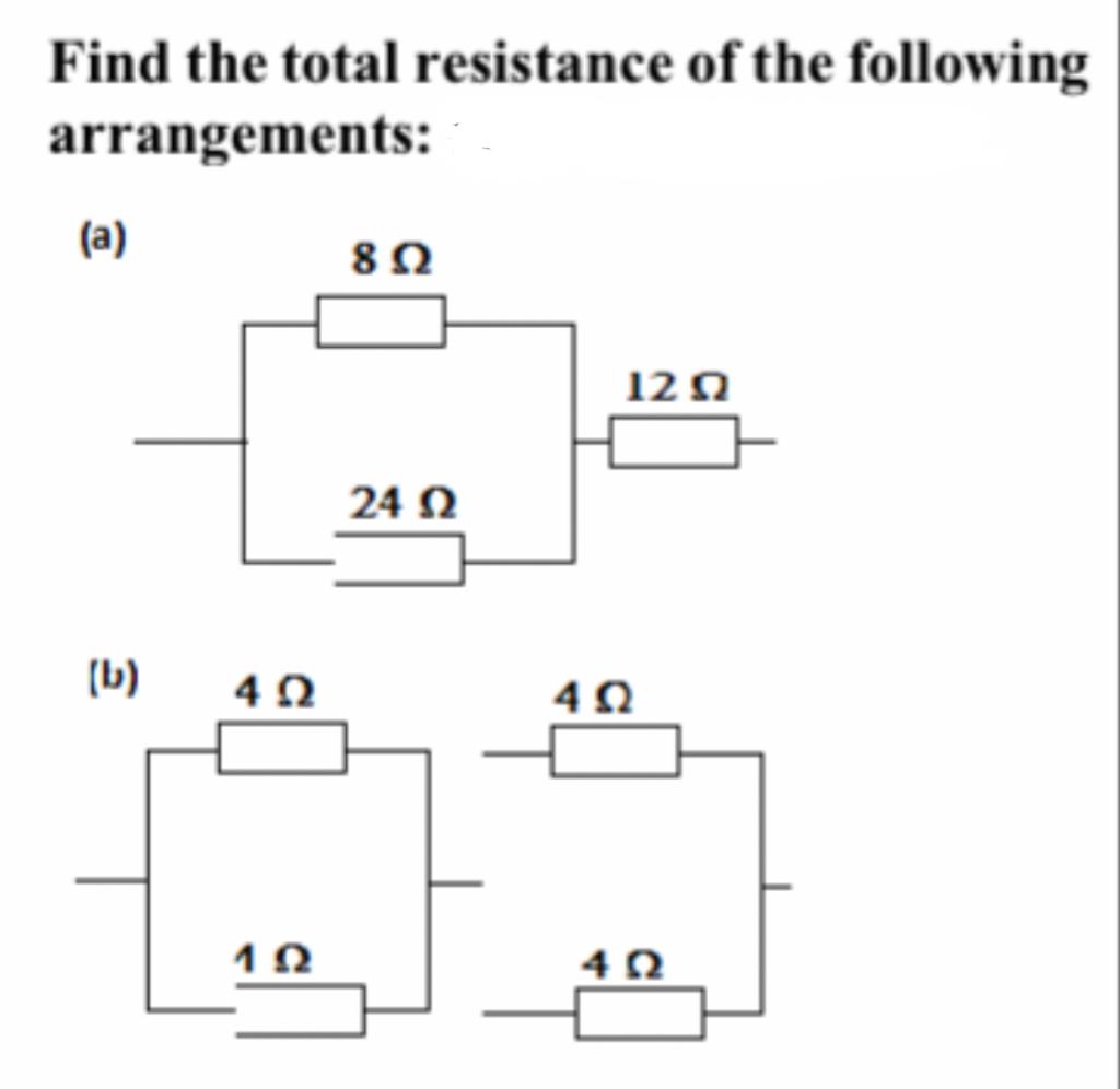 Solved Find the total resistance of the following | Chegg.com