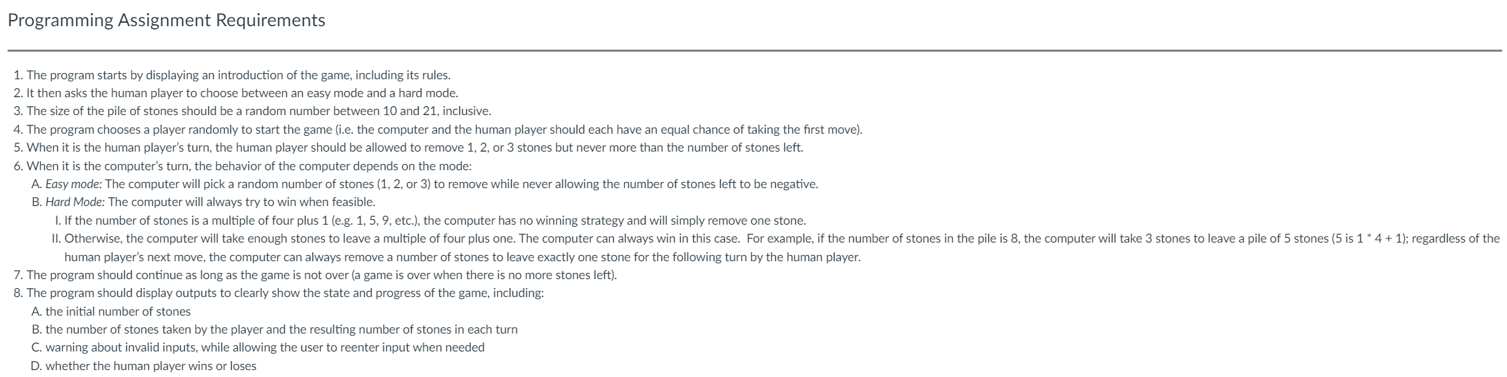 Solved Game of Nim Overview The Game of Nim is a | Chegg.com