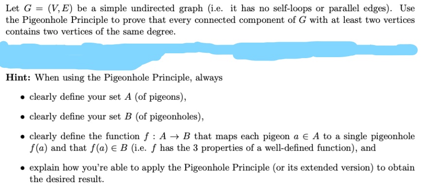 Solved Let G=(V,E) be a simple undirected graph (i.e. it has | Chegg.com