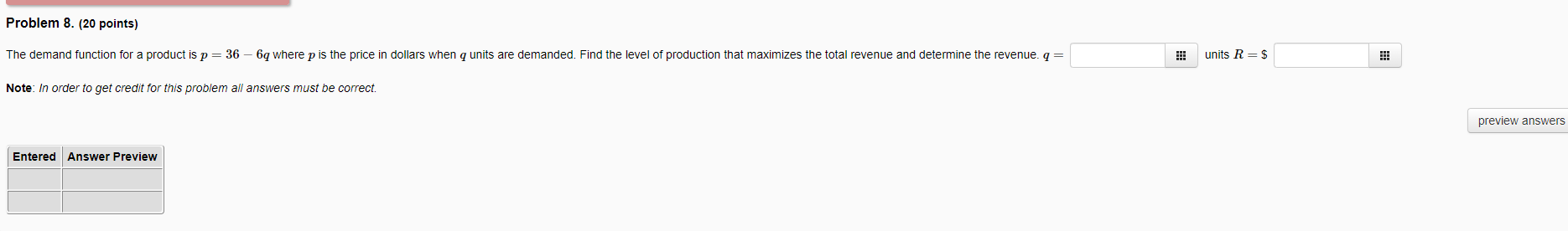 Solved Problem 8. (20 points) The demand function for a | Chegg.com