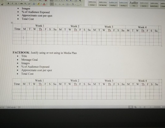 Marketing 420 Advertising Media Flight Plan | Chegg.com