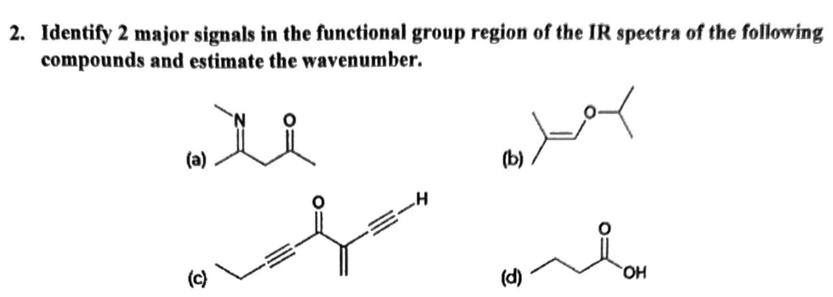 2. Identify 2 major signals in the functional group | Chegg.com