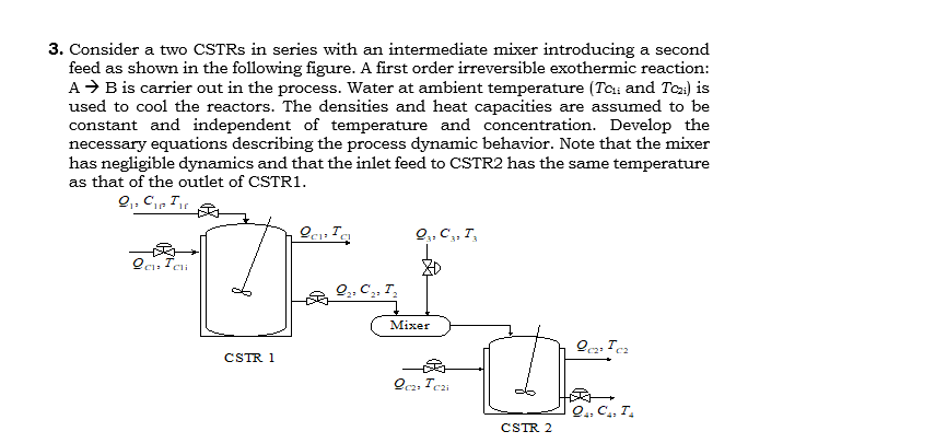 Solved 3. Consider a two CSTRs in series with an | Chegg.com