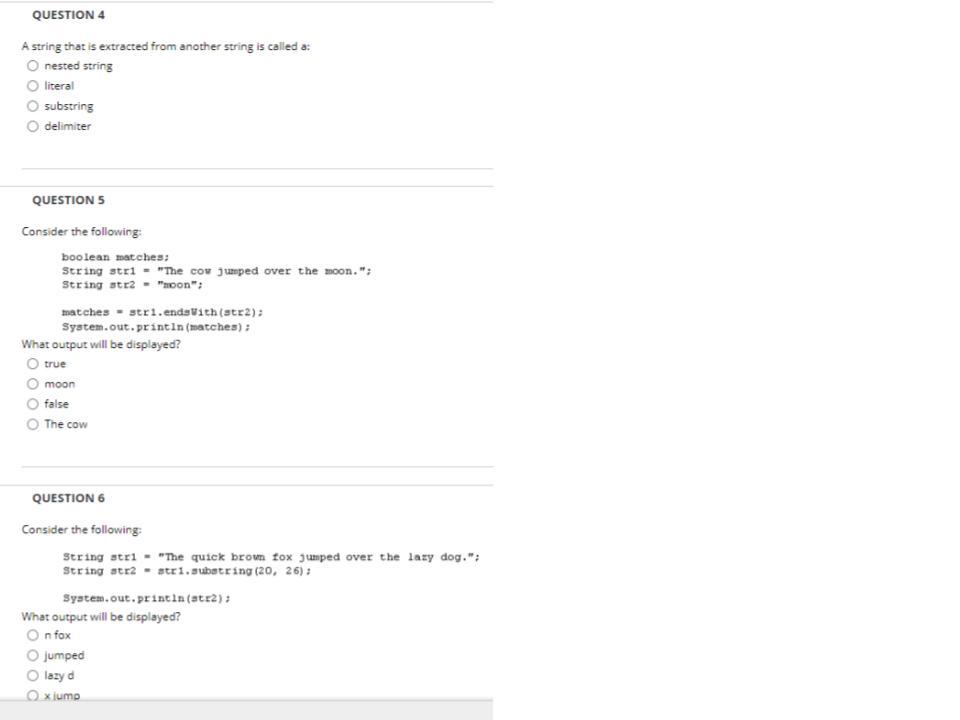 Solved QUESTION 1 Consider the following: StringTokenizer | Chegg.com