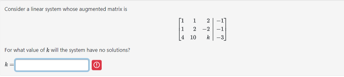 Solved Consider a linear system whose augmented matrix | Chegg.com
