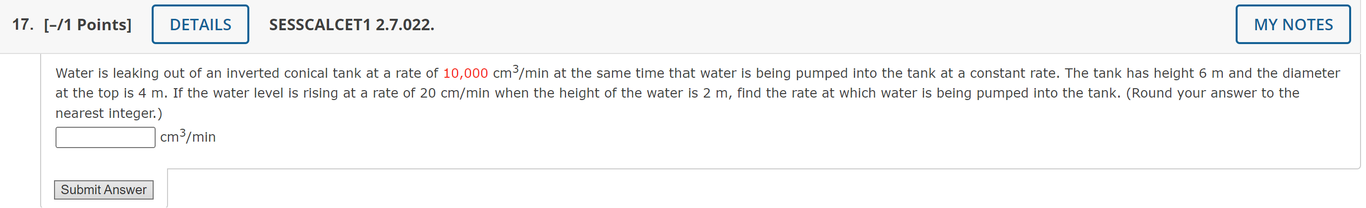 Solved [-/1 Points] SESSCALCET1 2.7.022. nearest integer.) | Chegg.com