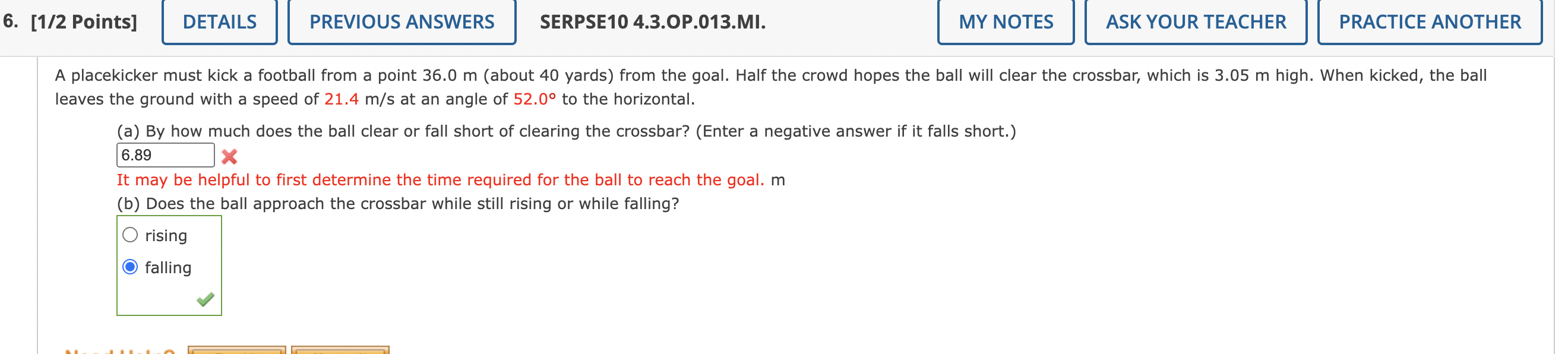Solved 6. [1/2 Points] DETAILS PREVIOUS ANSWERS SERPSE10 | Chegg.com