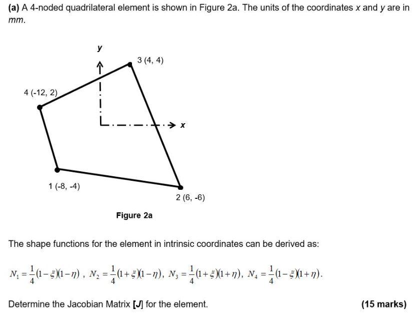 Solved A A 4 Noded Quadrilateral Element Is Shown In