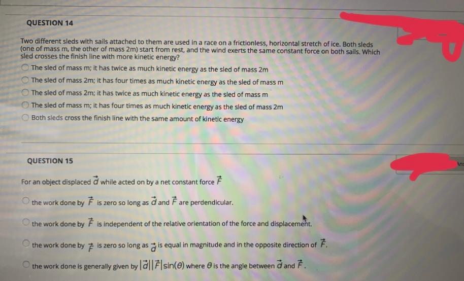 Solved QUESTION 14 Two different sleds with sails attached | Chegg.com