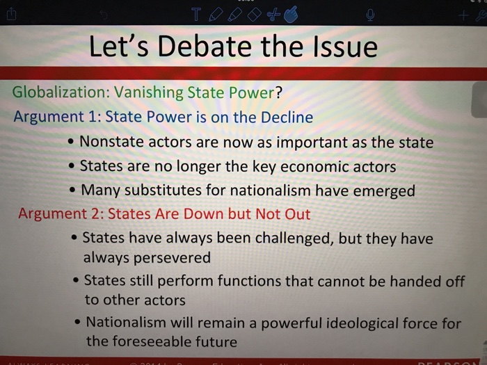 Solved Let's Debate the Issue Globalization: Vanishing State | Chegg.com